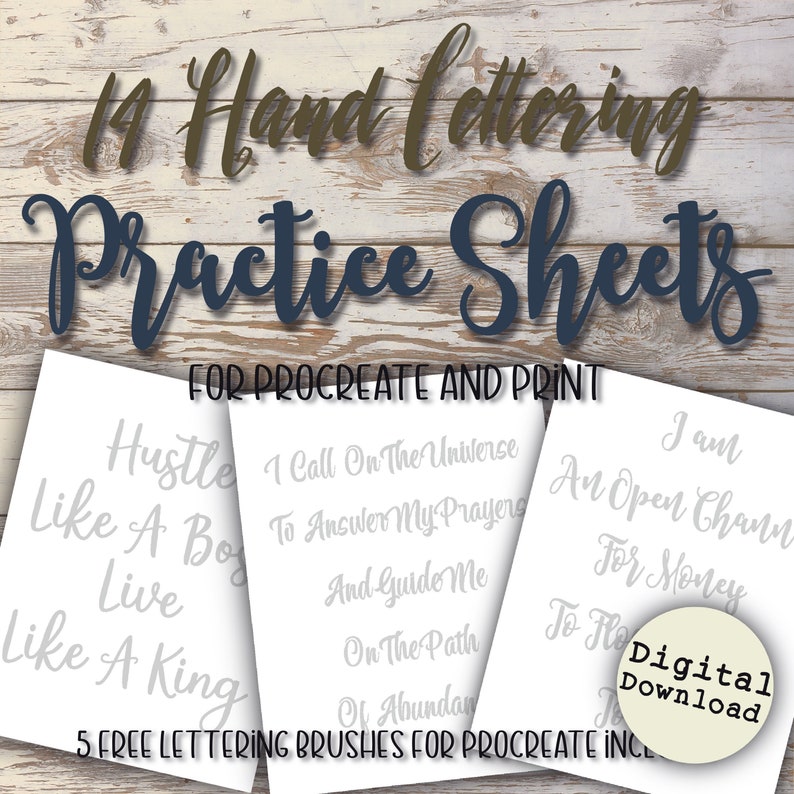 Handwriting Practice Sheets for Procreate or Print Hand Lettering ...