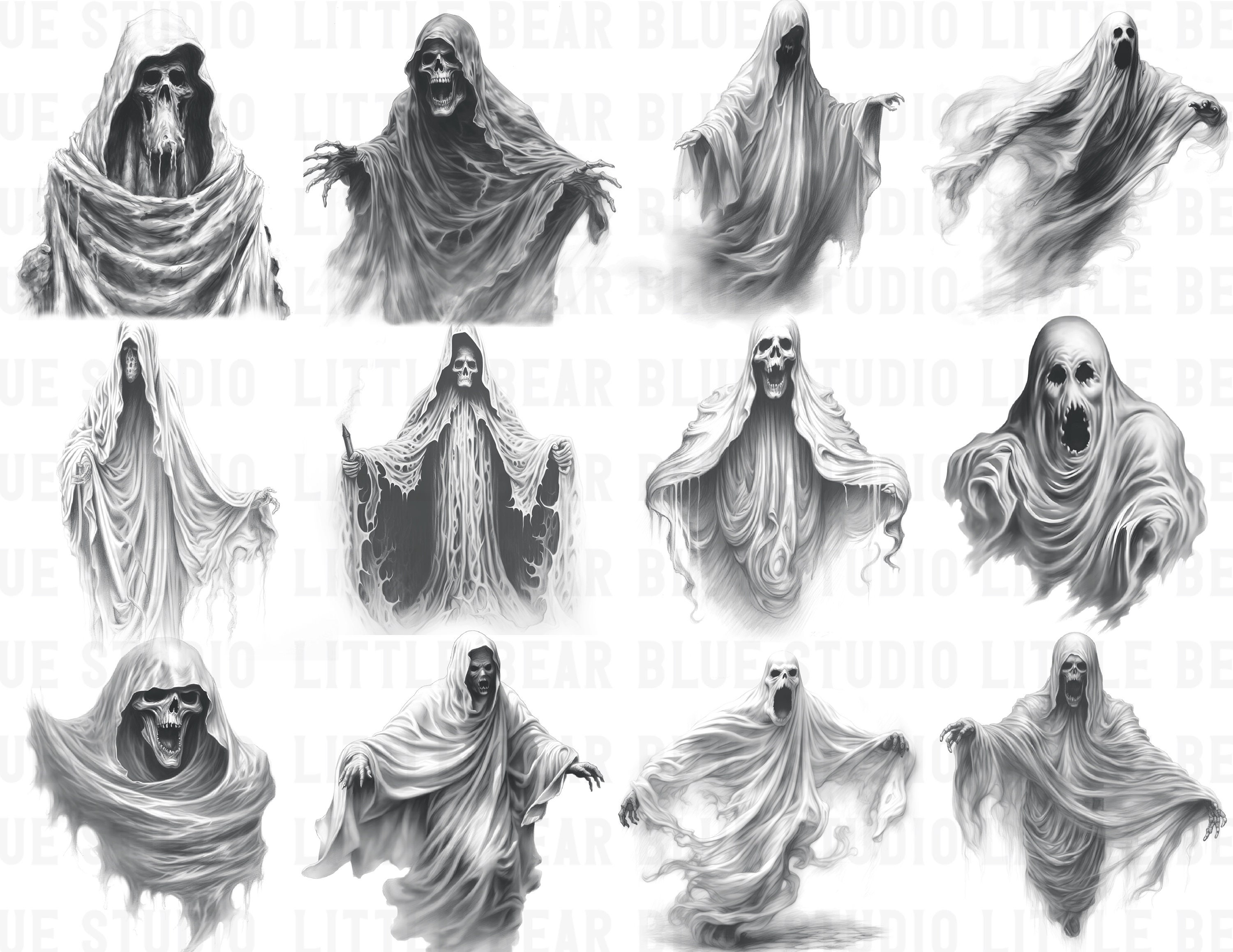 100 Procreate Ghost Stamps Ghost Halloween Procreate Stamp - Etsy