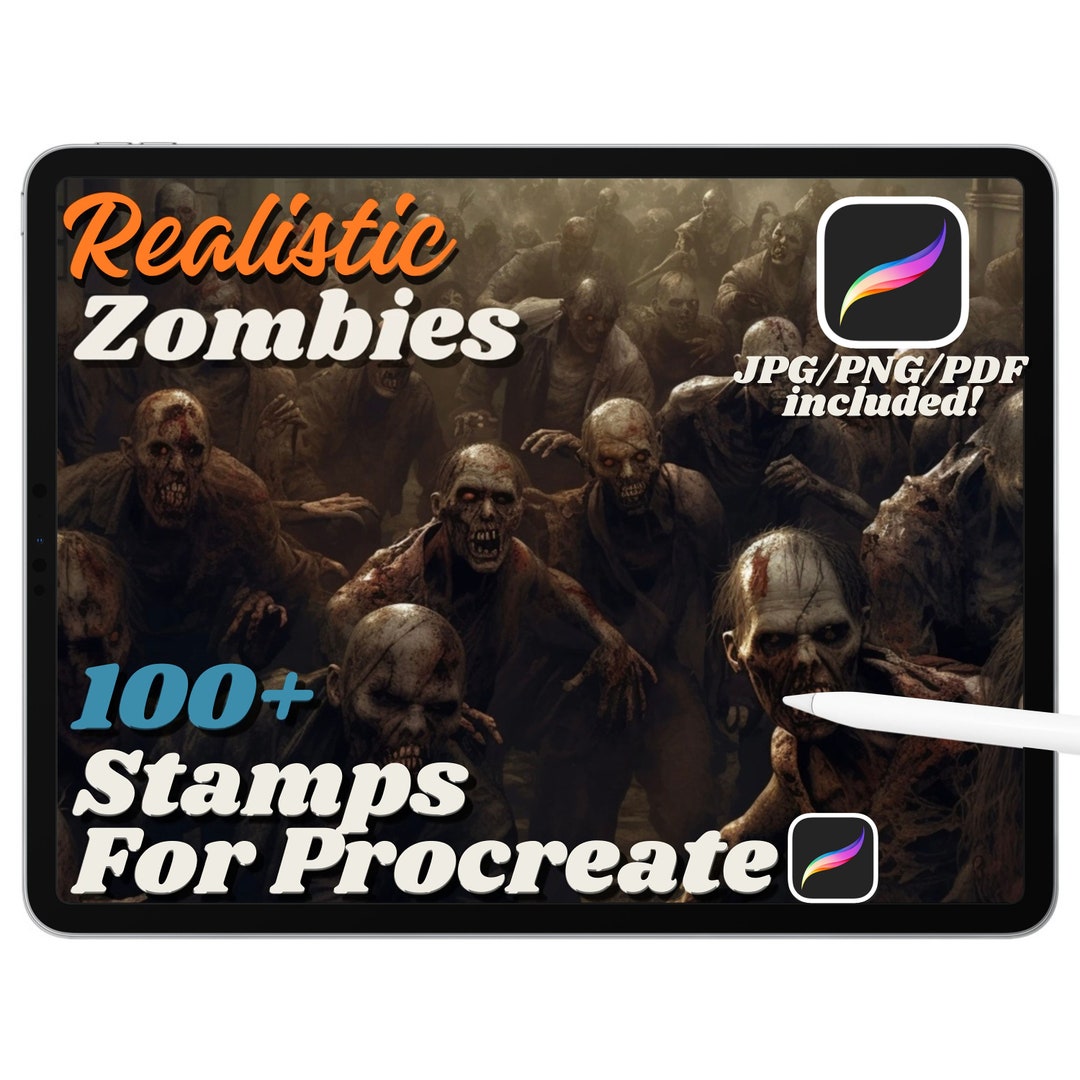 100+ Zombie Procreate Stamps, Zombie Brushes for Procreate, Realistic ...