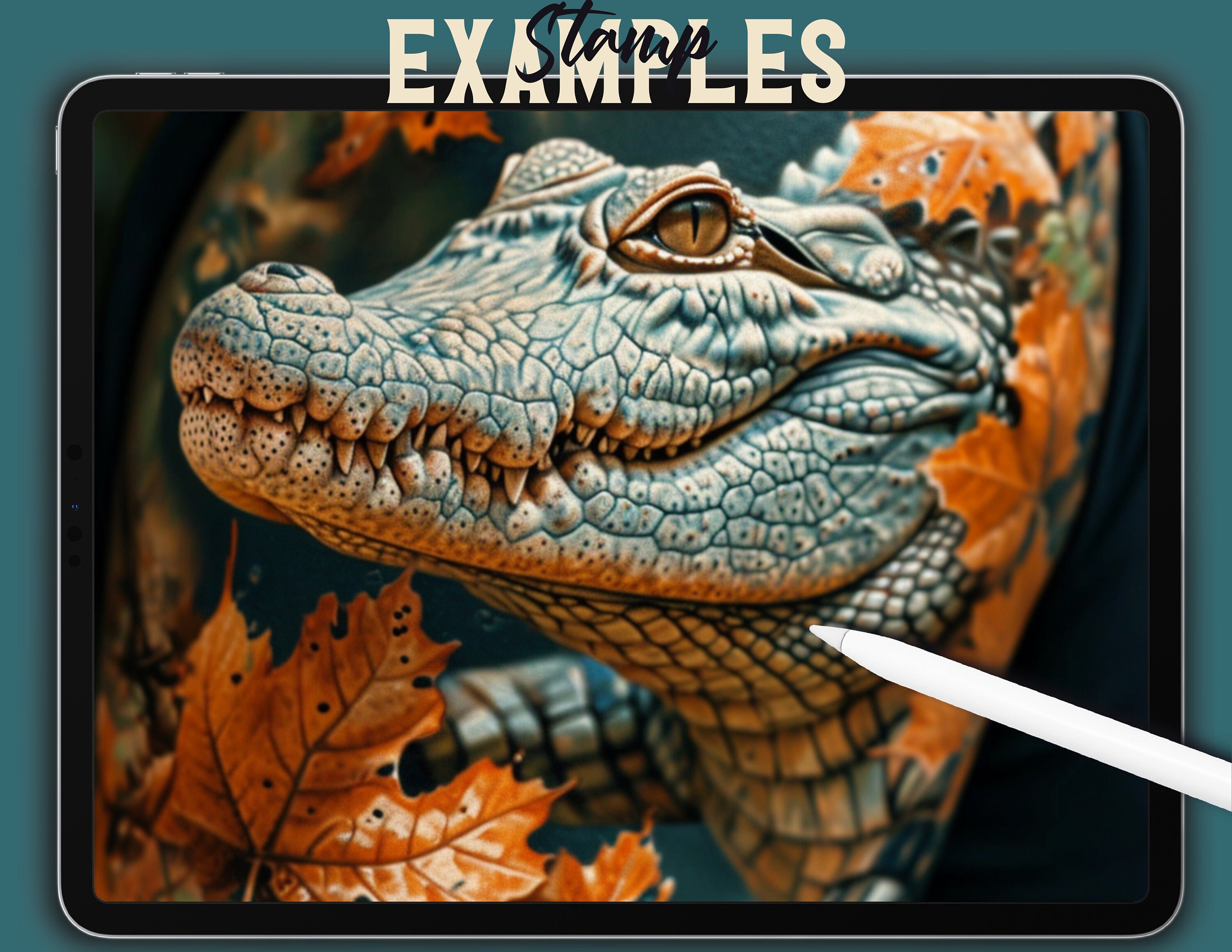 100 Realistic Crocodile Procreate Stamp Brushes, Alligator Tattoo ...