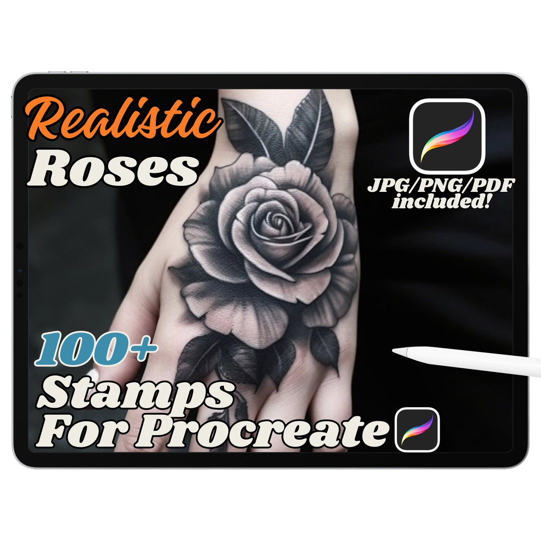 100+ Realistic Rose Procreate Stamps, Rose Reference Brushes for ...
