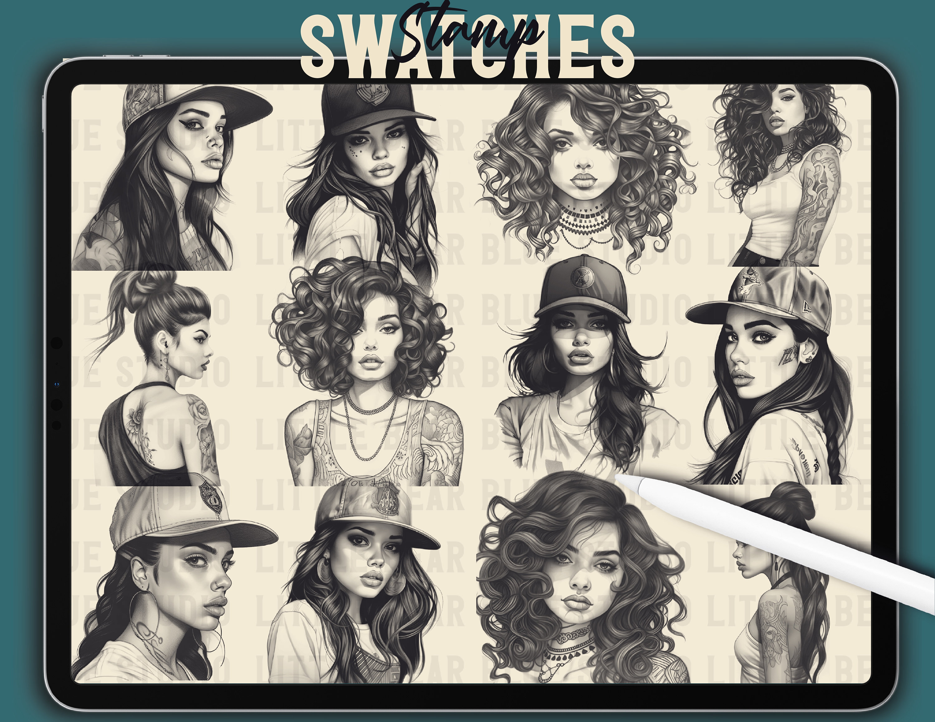 100 Chicano Women Procreate Stamps, Chicano Art Brushes for Procreate ...
