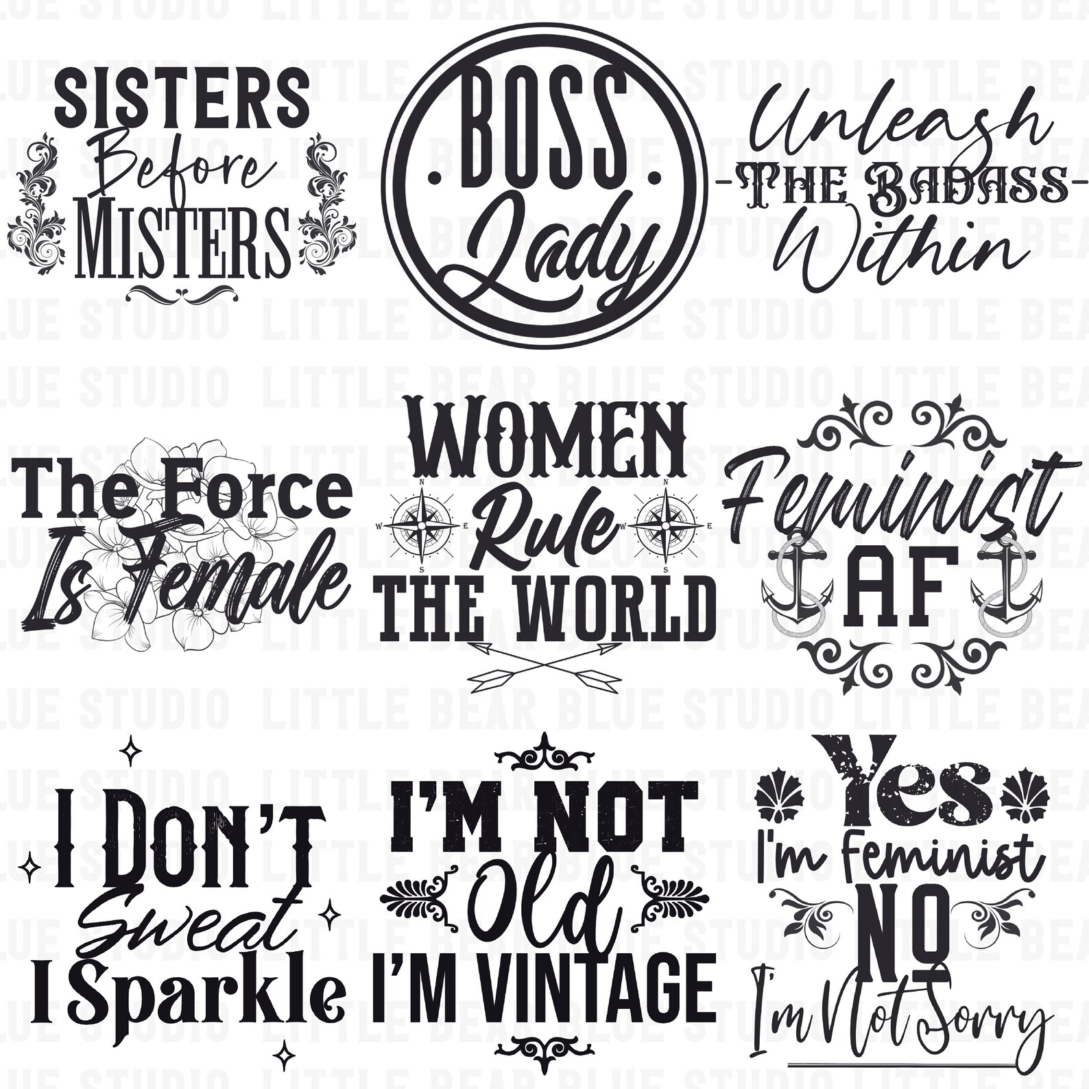 60 Fun Empowering Women Slogans and Baddie Quotes Procreate Stamps for ...