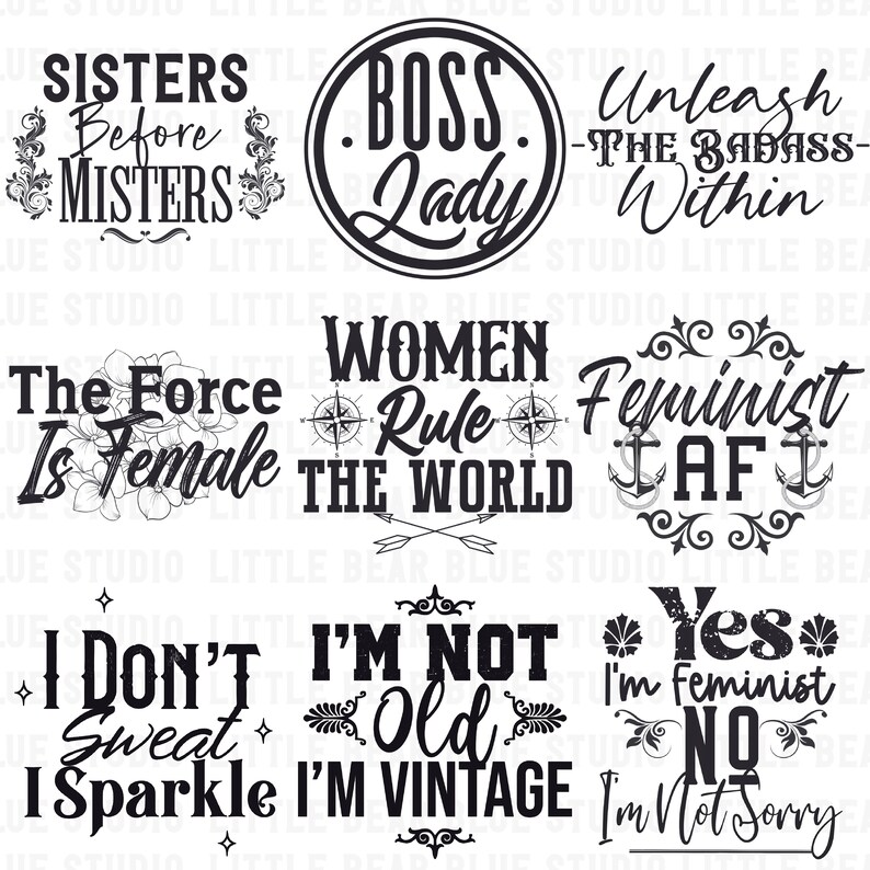 60 Fun Empowering Women Slogans and Baddie Quotes Procreate Stamps for ...
