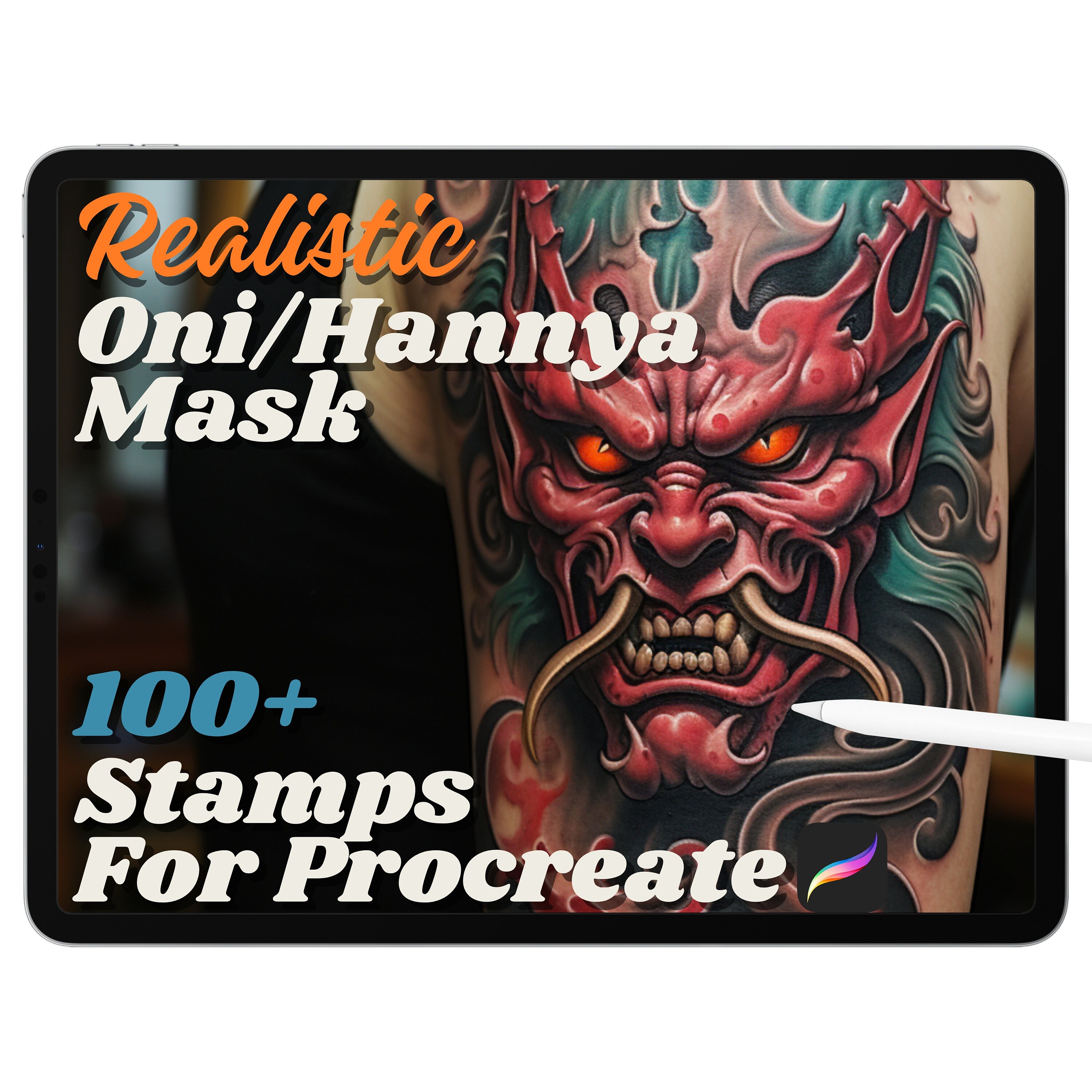 100 Realistic Oni Hanya Mask Procreate Stamps Hanya Mask - Etsy