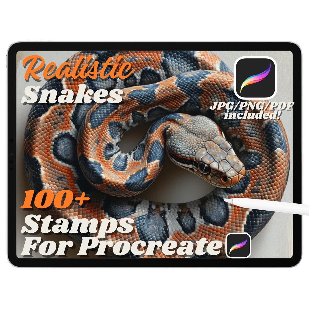 100+ Realistic Snake Procreate Stamp Brushes, Snake Tattoo Stamps ...
