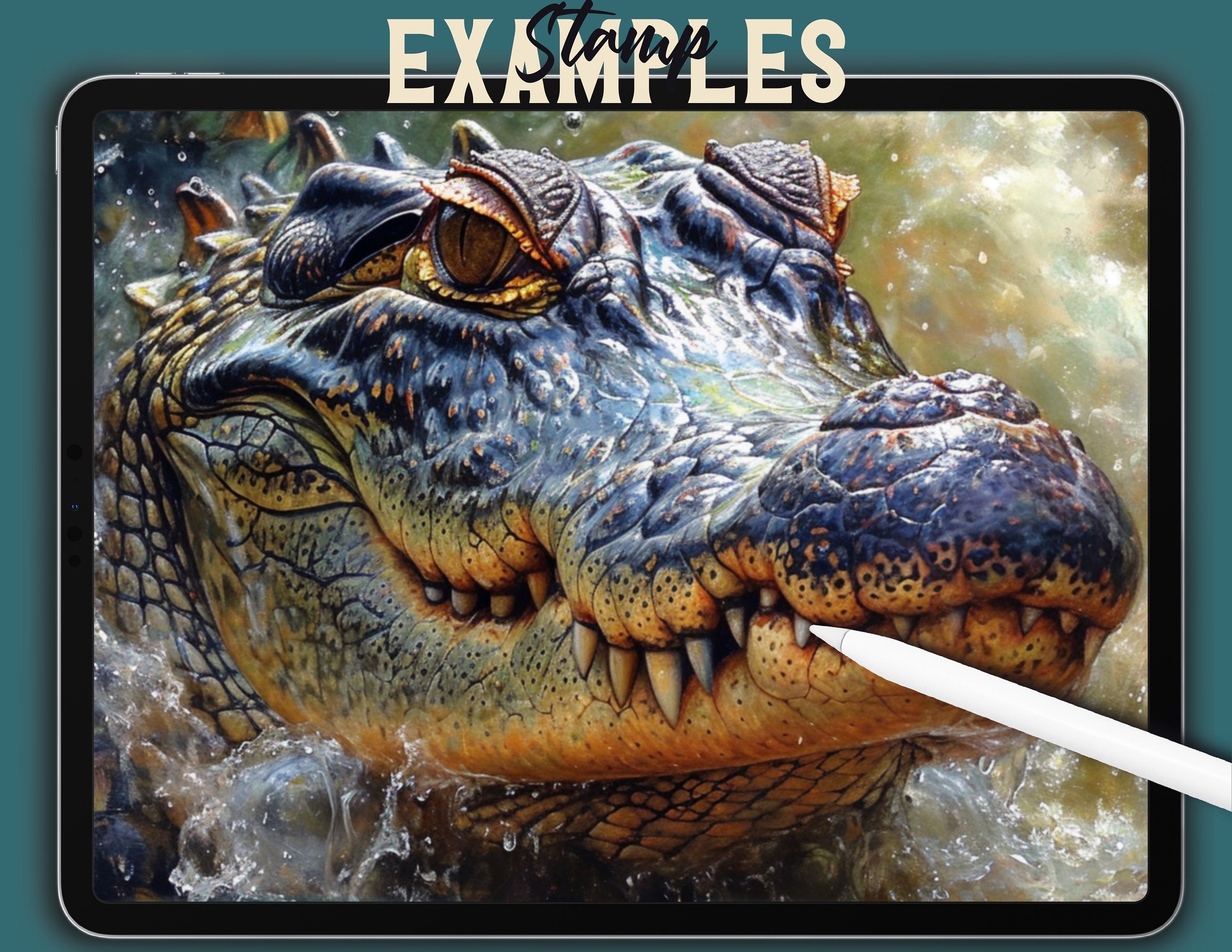 100 Realistic Crocodile Procreate Stamp Brushes, Alligator Tattoo ...