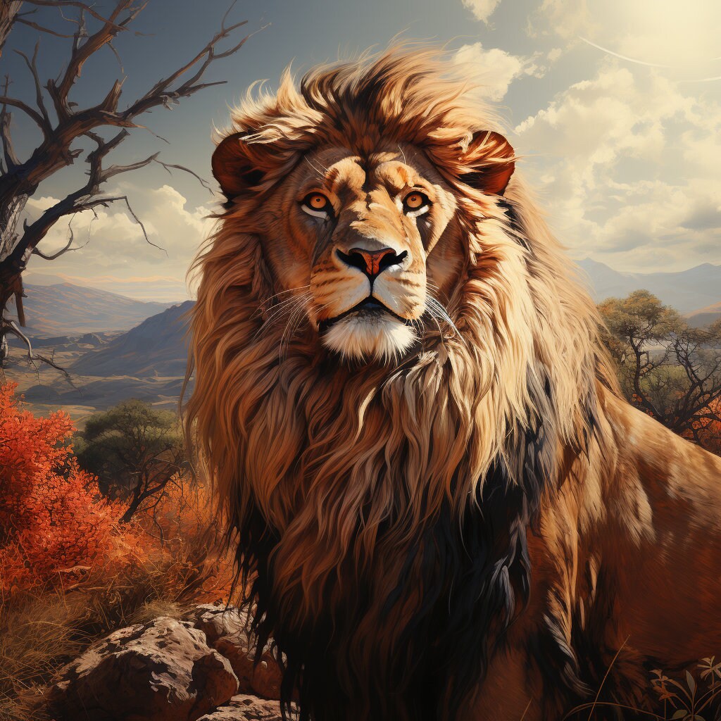 100 Realistic Lion Procreate Stamp Brushes, Lion Portrait Tattoo Stamps ...