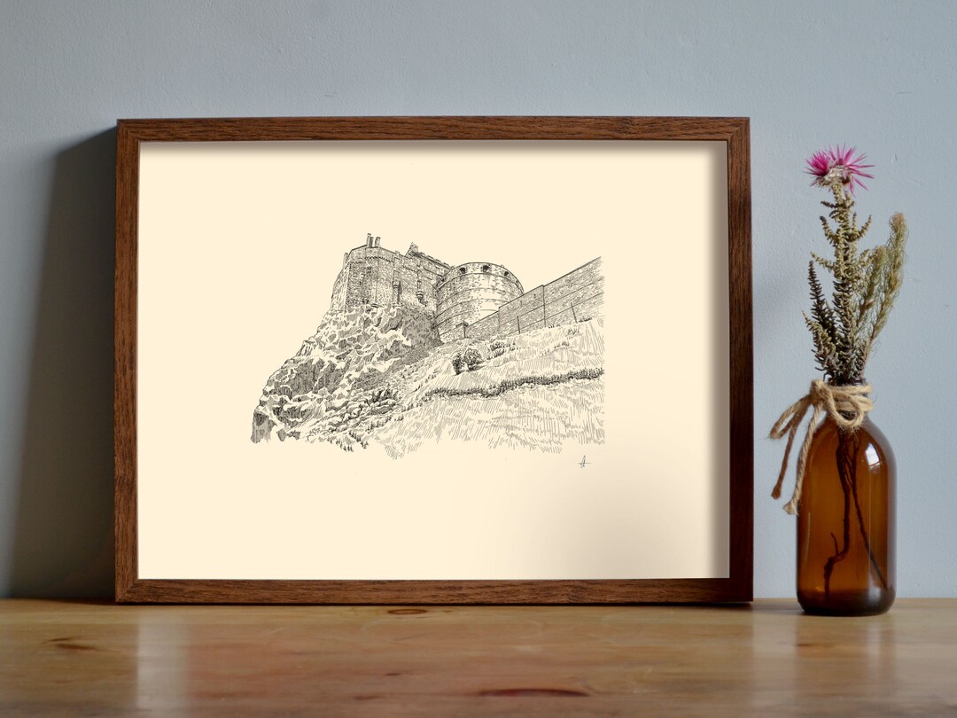 Edinburgh Castle, Johnston Terrace, Edinburgh, Pen & Ink Drawing, Unframed A3 Print, Gift Art ...