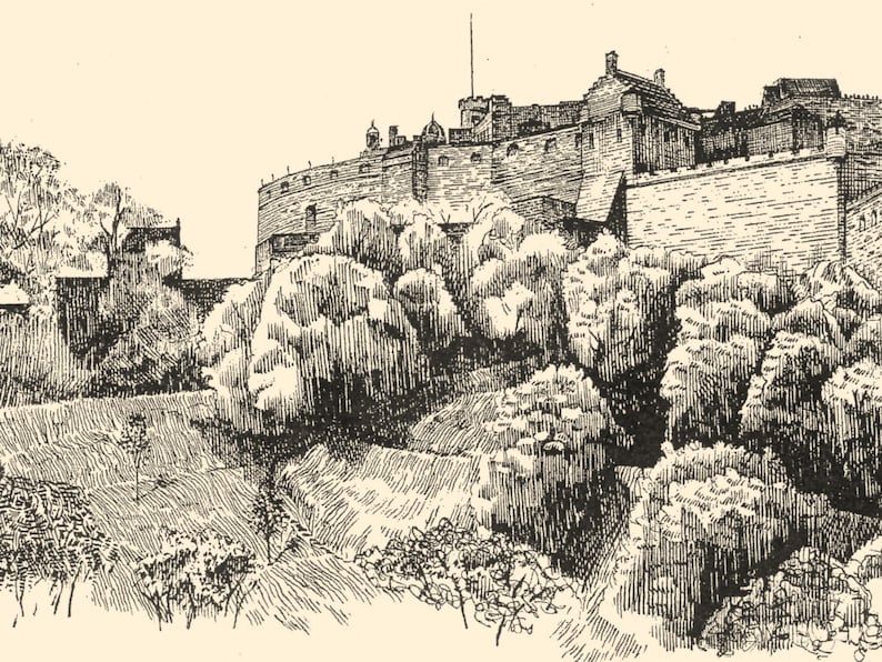 Edinburgh Castle, Edinburgh, Pen & Ink Drawing, Unframed A3 Print, Gift ...
