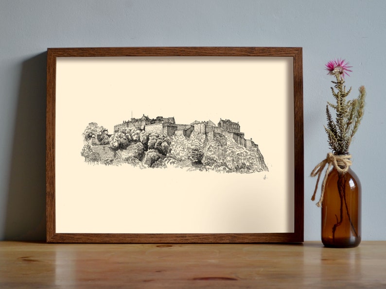 Edinburgh Castle Print: Pen & Ink Drawing, A3 Unframed Scottish Wall ...