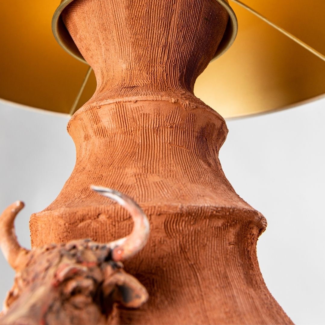 Ceramic Bull Sculpture Table Lamp Shade monte 1 - Etsy