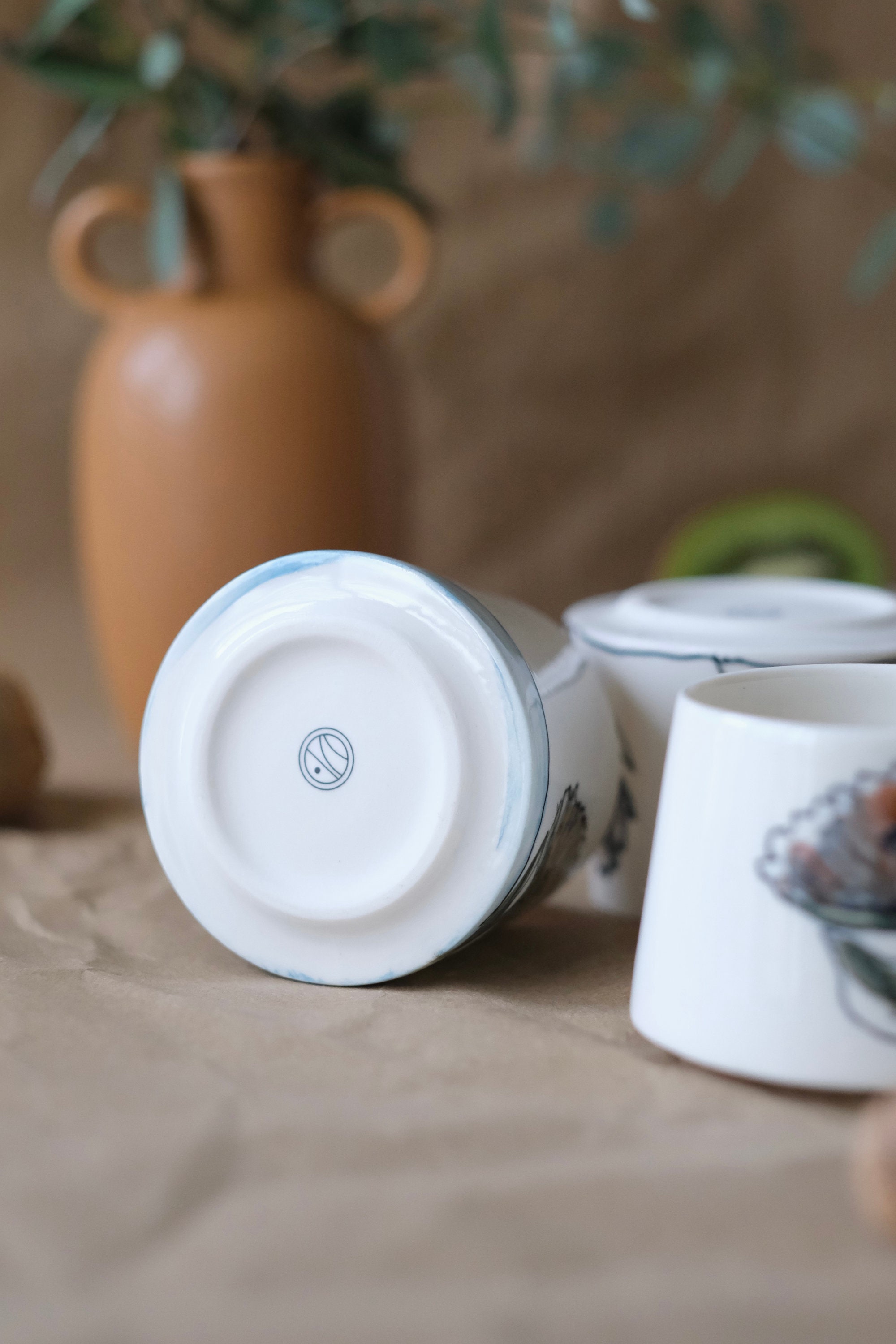 Hand Painted Cup Set Conical Shape Porcelain Set of 3 Cups - Etsy