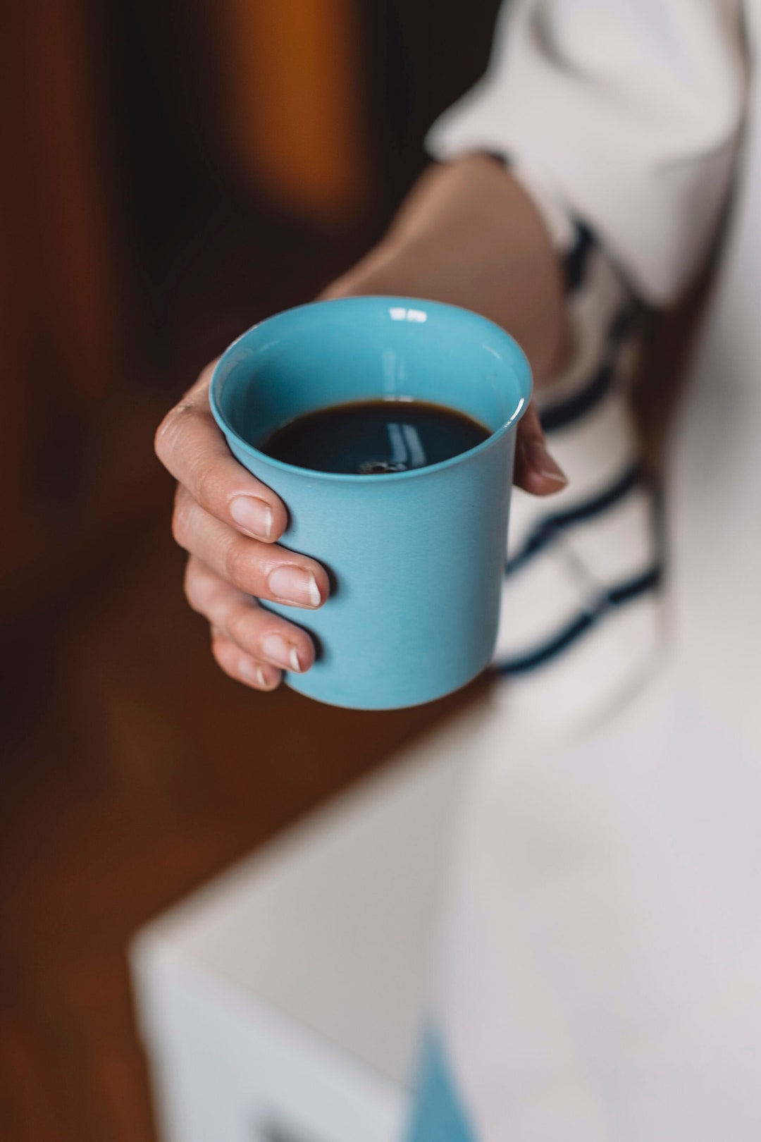 Blue Porcelain Coffee Cup - 8 Oz - Etsy