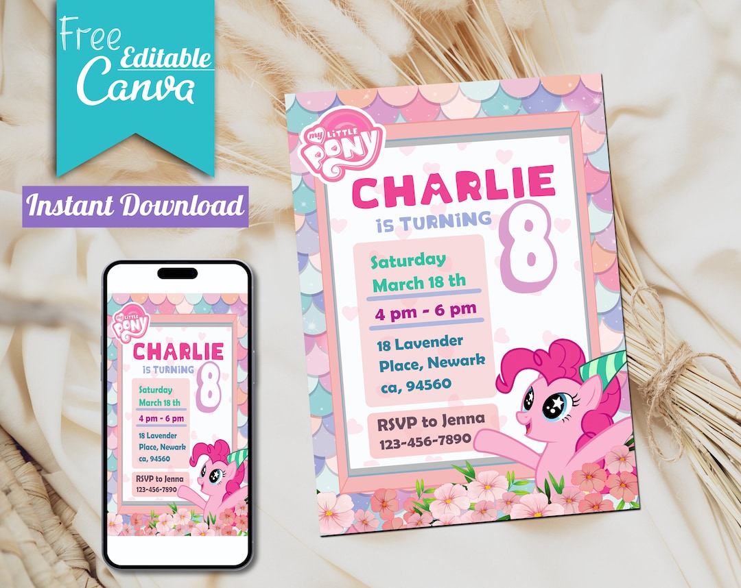 Editable My Little Pony Birthday Invitation Printable Birthday Invite ...