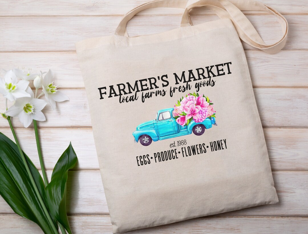 Farmers Market Canvas Tote Bag, Vintage Farmers Market Bag, Support ...