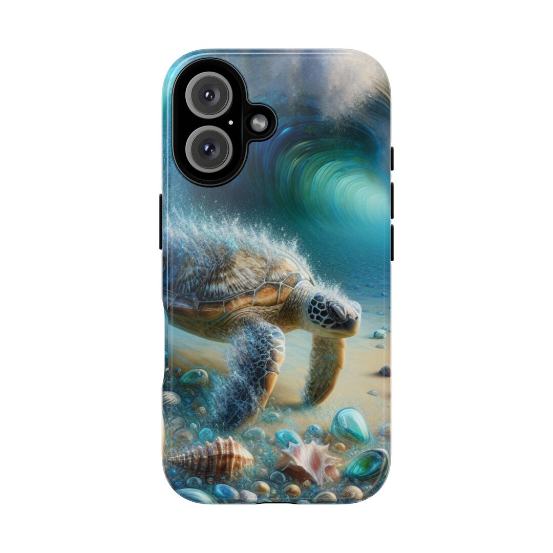 Sea Turtle iPhone Case Ocean Wave Beach Design, Coastal Aesthetic Phone ...