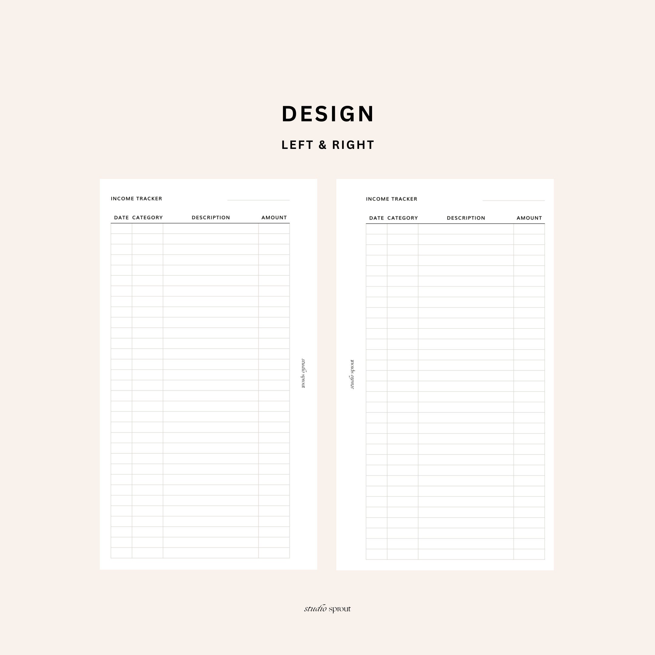 Income Tracker | Personal Printable Inserts | Money Management ...