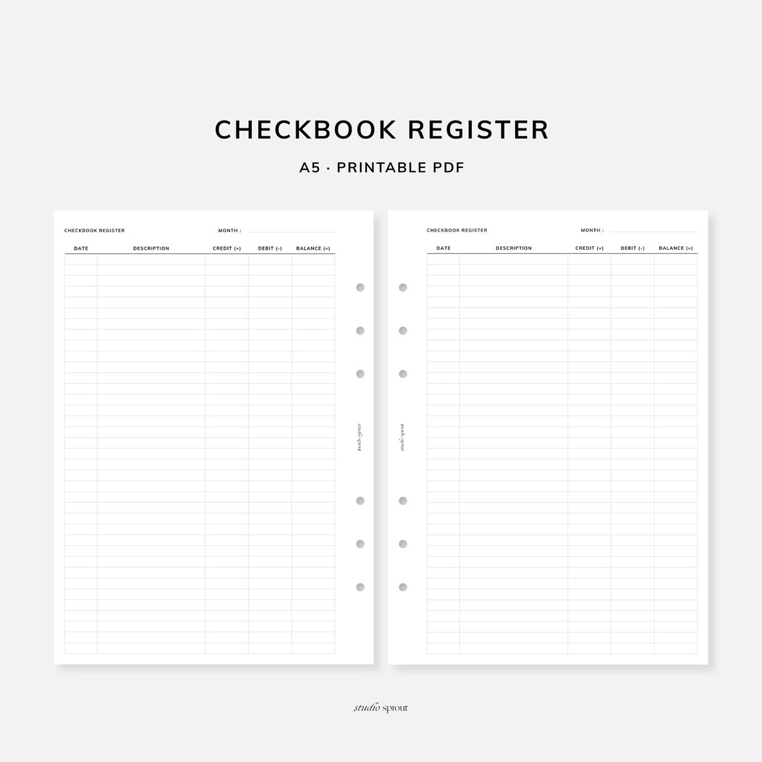 Checkbook Register | A5 Printable Inserts | Cash Flow | Money ...