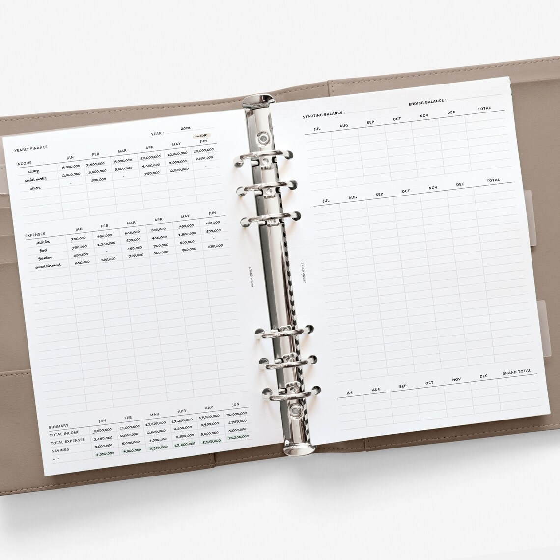 Yearly Finance A5 Printable Inserts Money Management & Financial ...