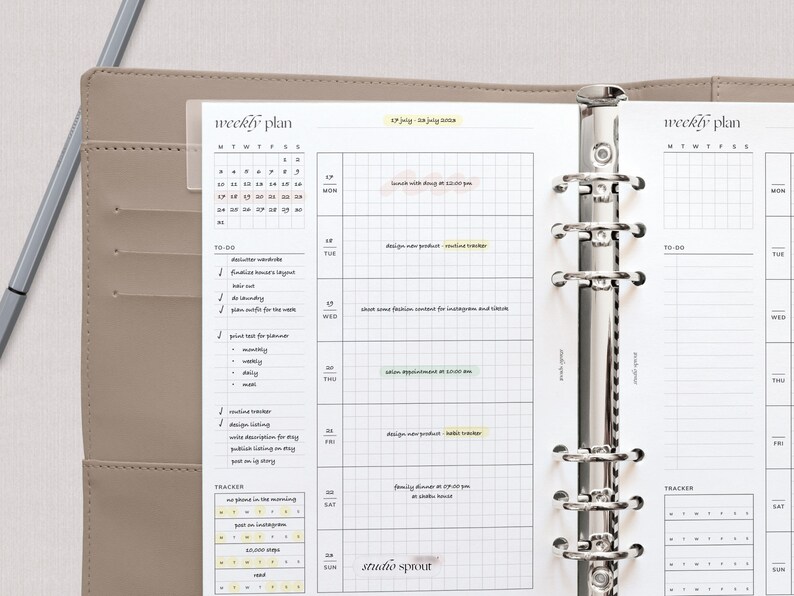 Weekly Planner A5 Printable Inserts WO1P Week on One Page - Etsy