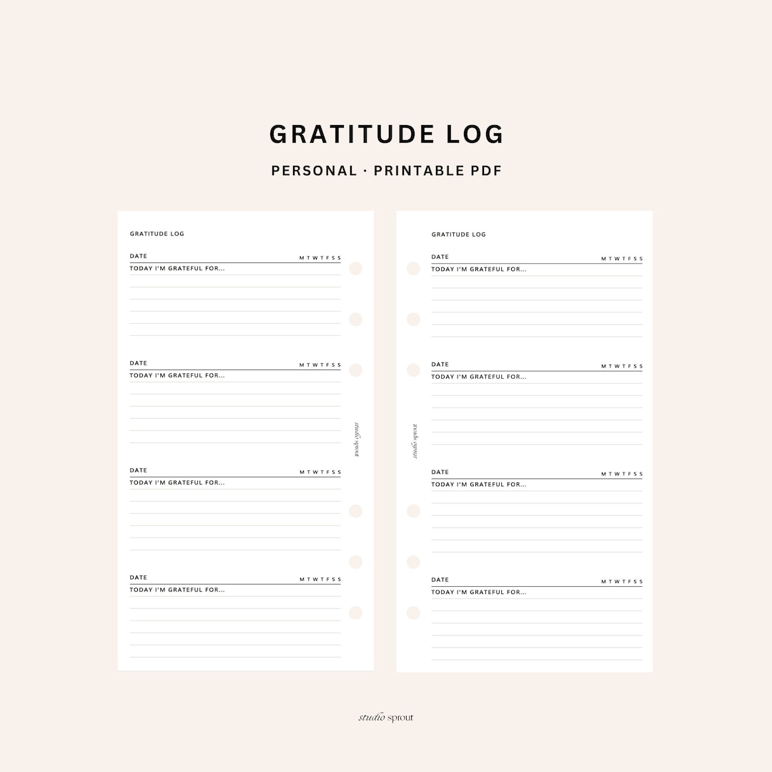 Gratitude Log | Personal Printable Inserts | Gratitude Journal ...