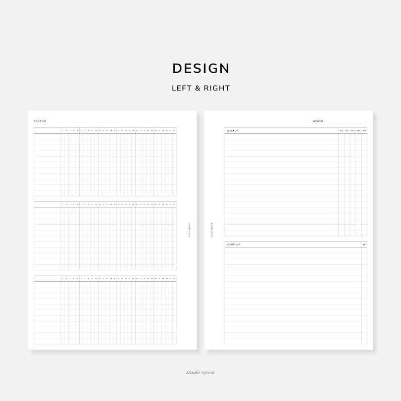 Routine Tracker With Cover | A5 Printable Inserts | Monthly Habit ...