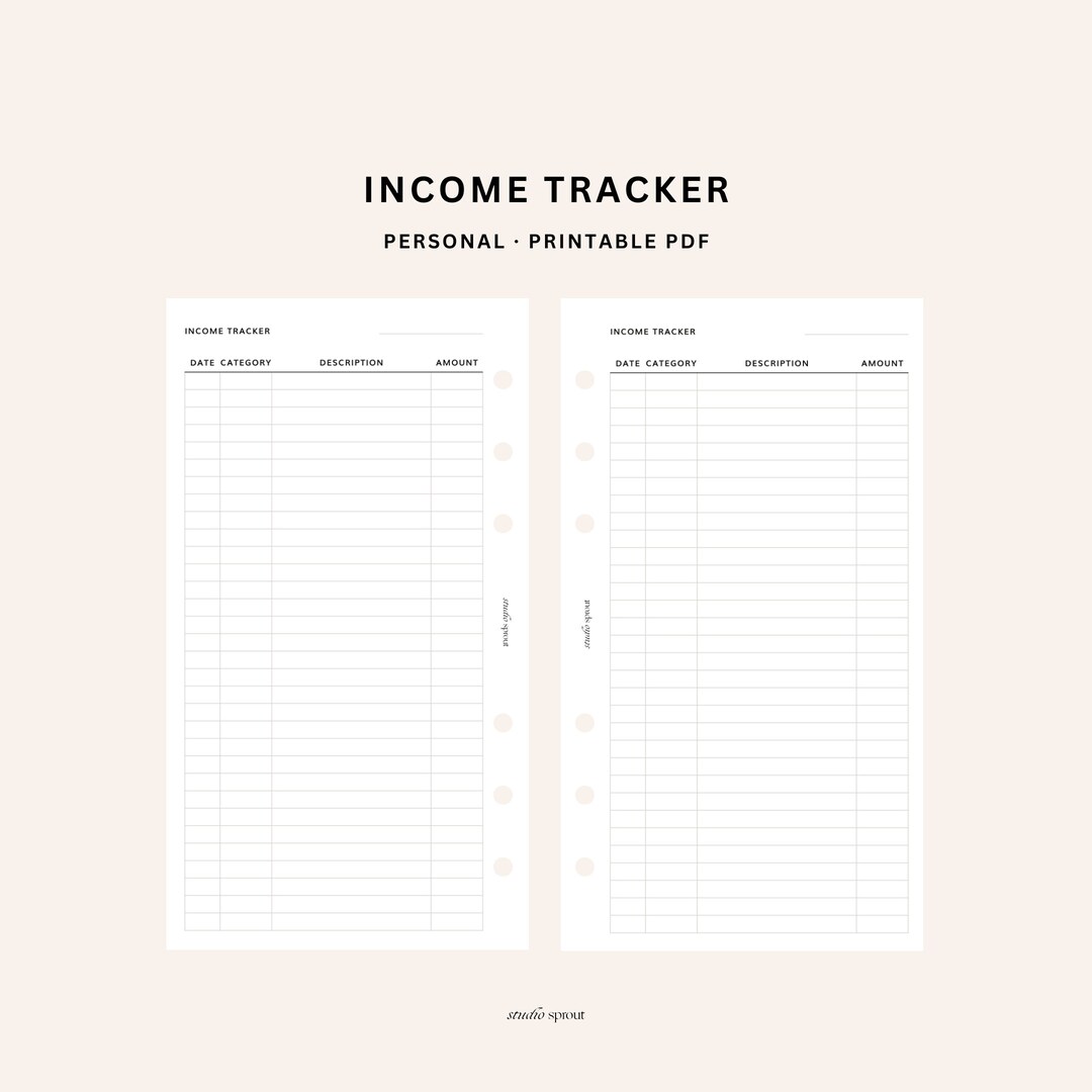 Income Tracker | Personal Printable Inserts | Money Management ...