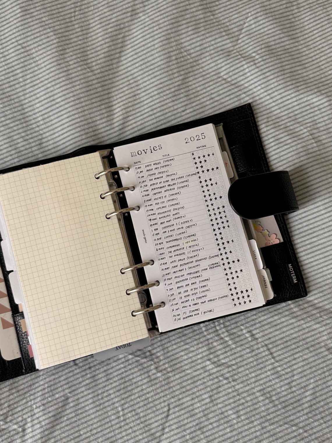 Media Log | Personal Printable Inserts | Movie, TV Series, Book Tracker ...