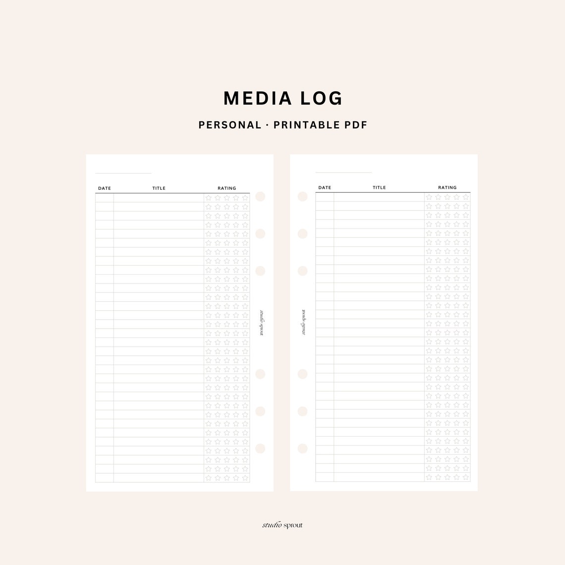Media Log | Personal Printable Inserts | Movie, TV Series, Book Tracker ...