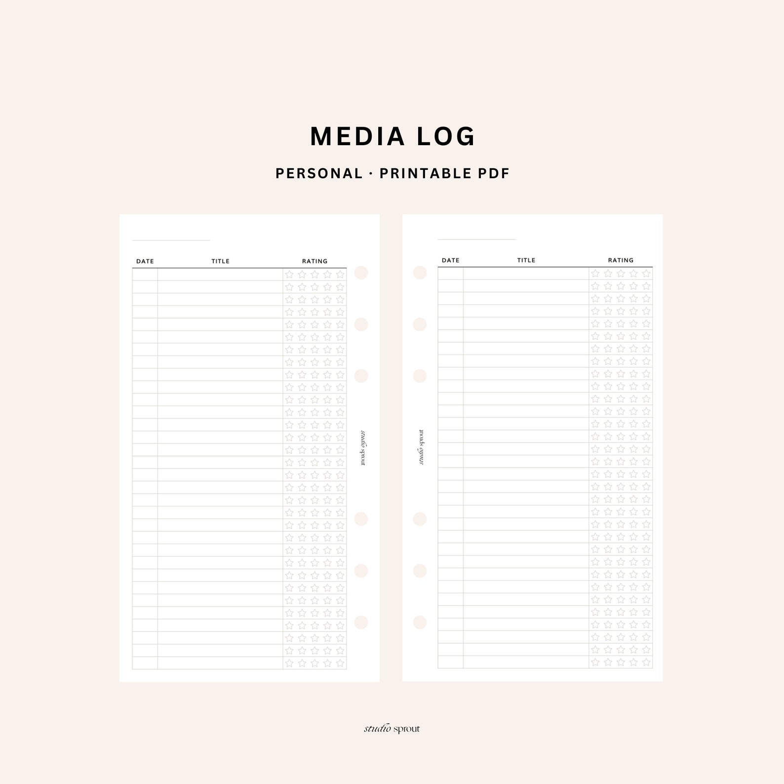 Media Log | Personal Printable Inserts | Movie, TV Series, Book Tracker ...