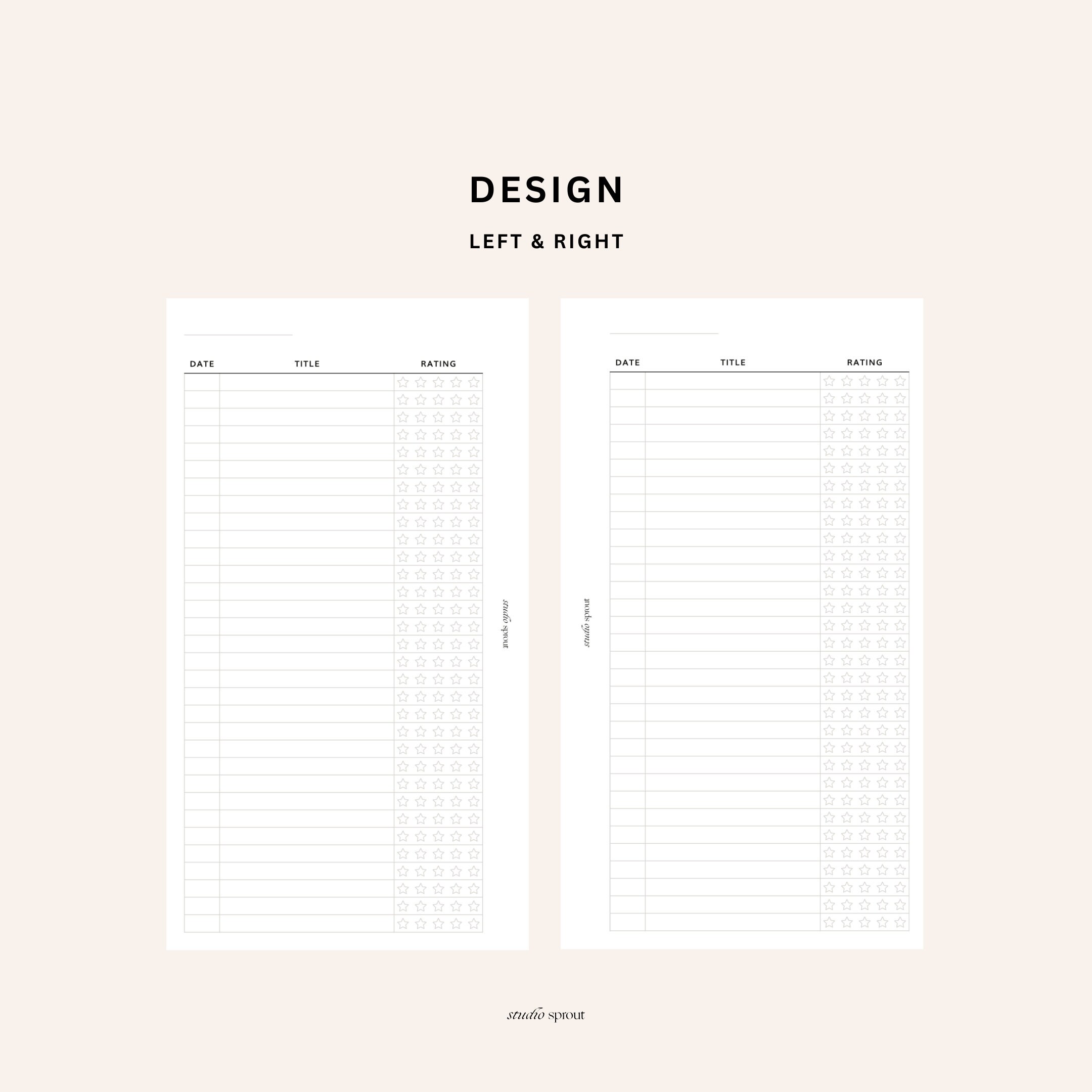 Media Log | Personal Printable Inserts | Movie, TV Series, Book Tracker ...