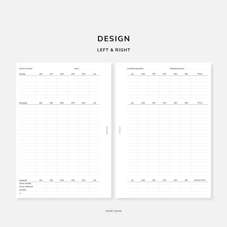 Yearly Finance | A5 Printable Inserts | Money Management & Financial ...