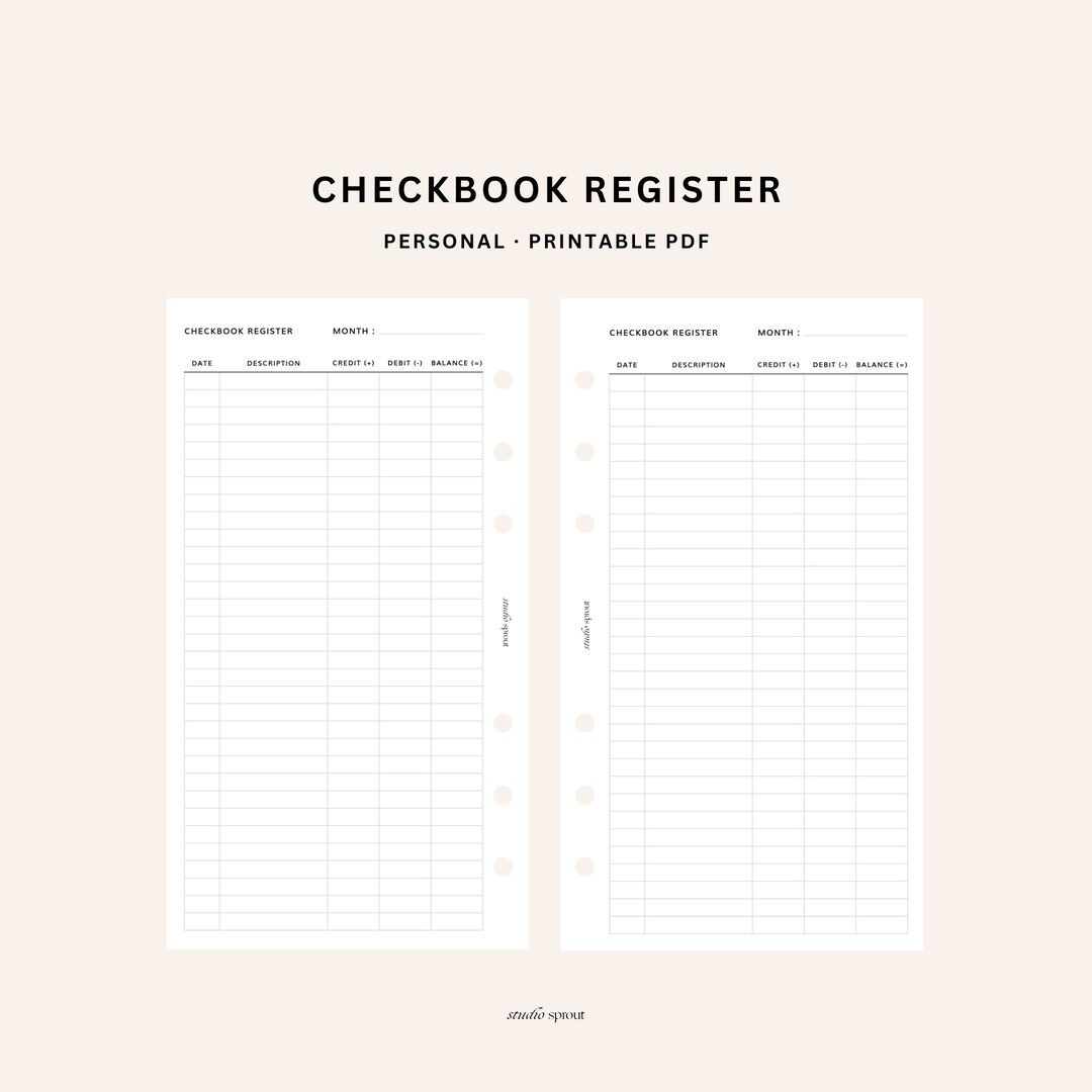 Checkbook Register | Personal Printable Inserts | Cash Flow | Money ...