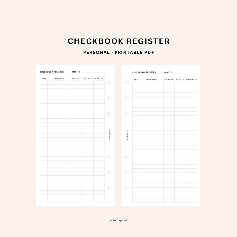Checkbook Register | Personal Printable Inserts | Cash Flow | Money ...