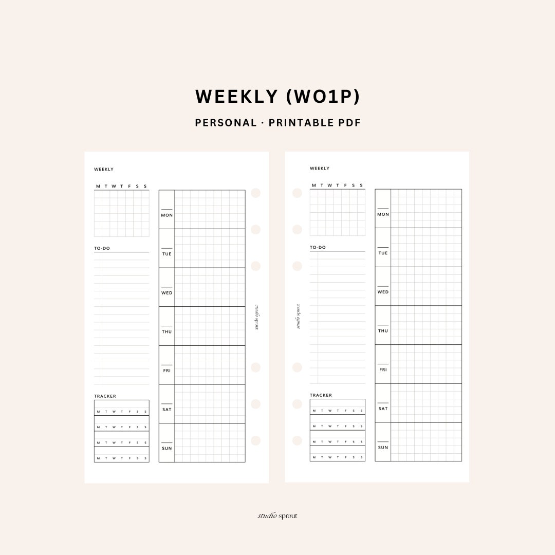 Weekly Planner | Personal Printable Inserts | WO1P Week on One Page ...
