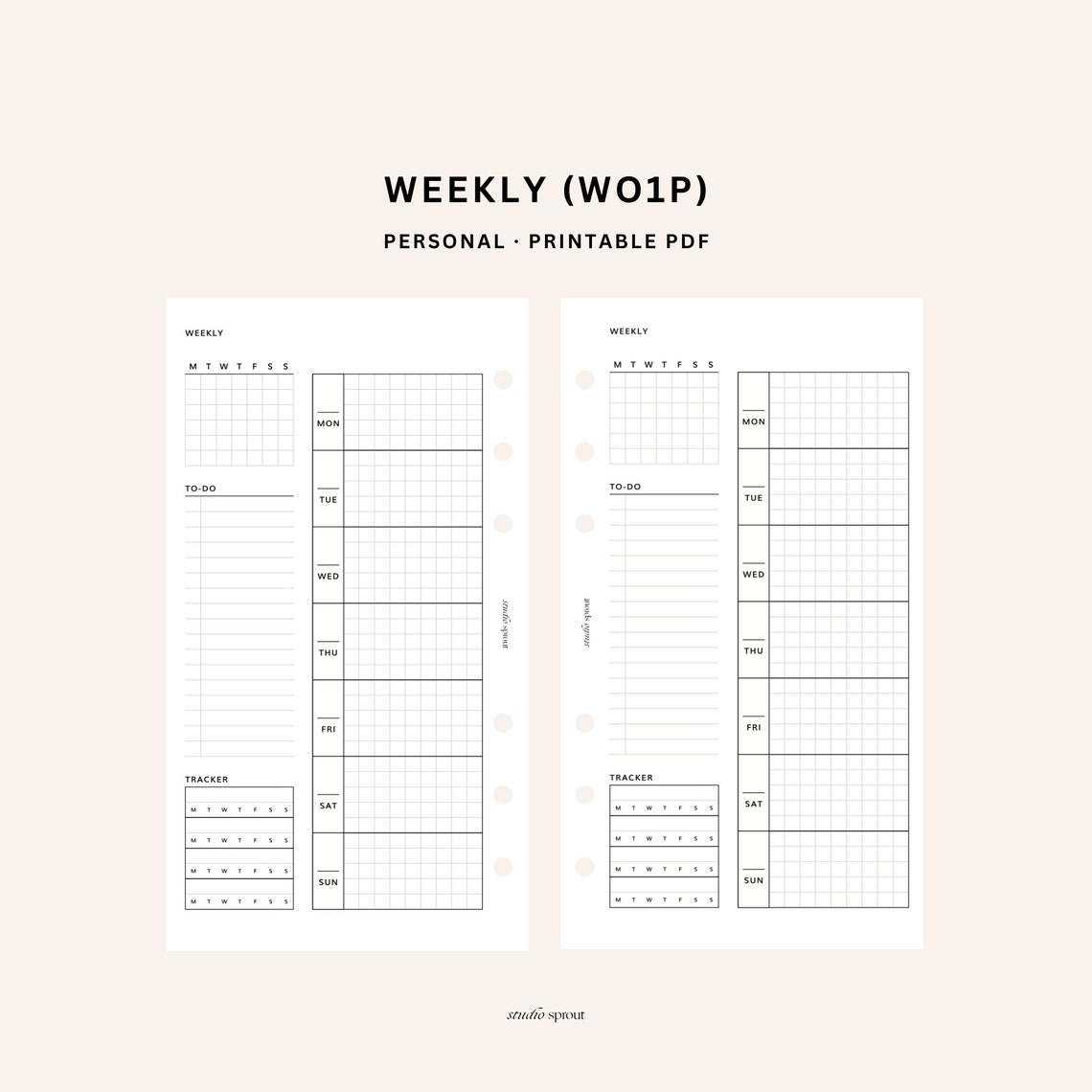 Weekly Planner | Personal Printable Inserts | WO1P Week on One Page ...