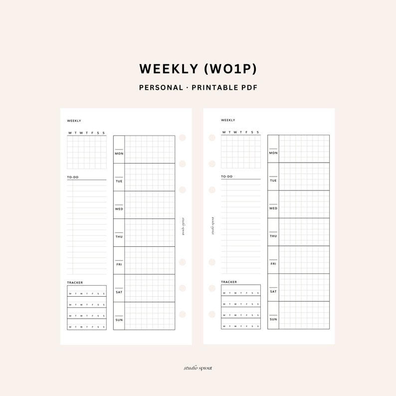 Weekly Planner | Personal Printable Inserts | WO1P Week on One Page ...