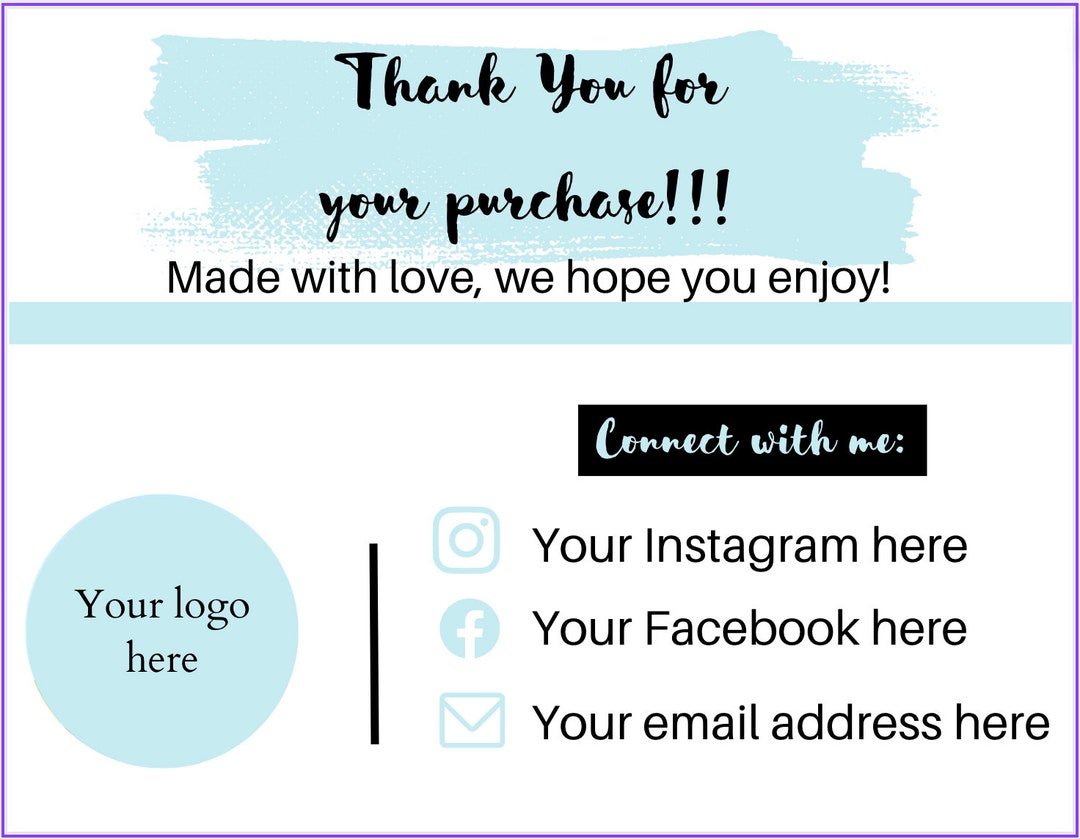 Digital/printable Thank You Cards, Business Thank You for Your Purchase ...