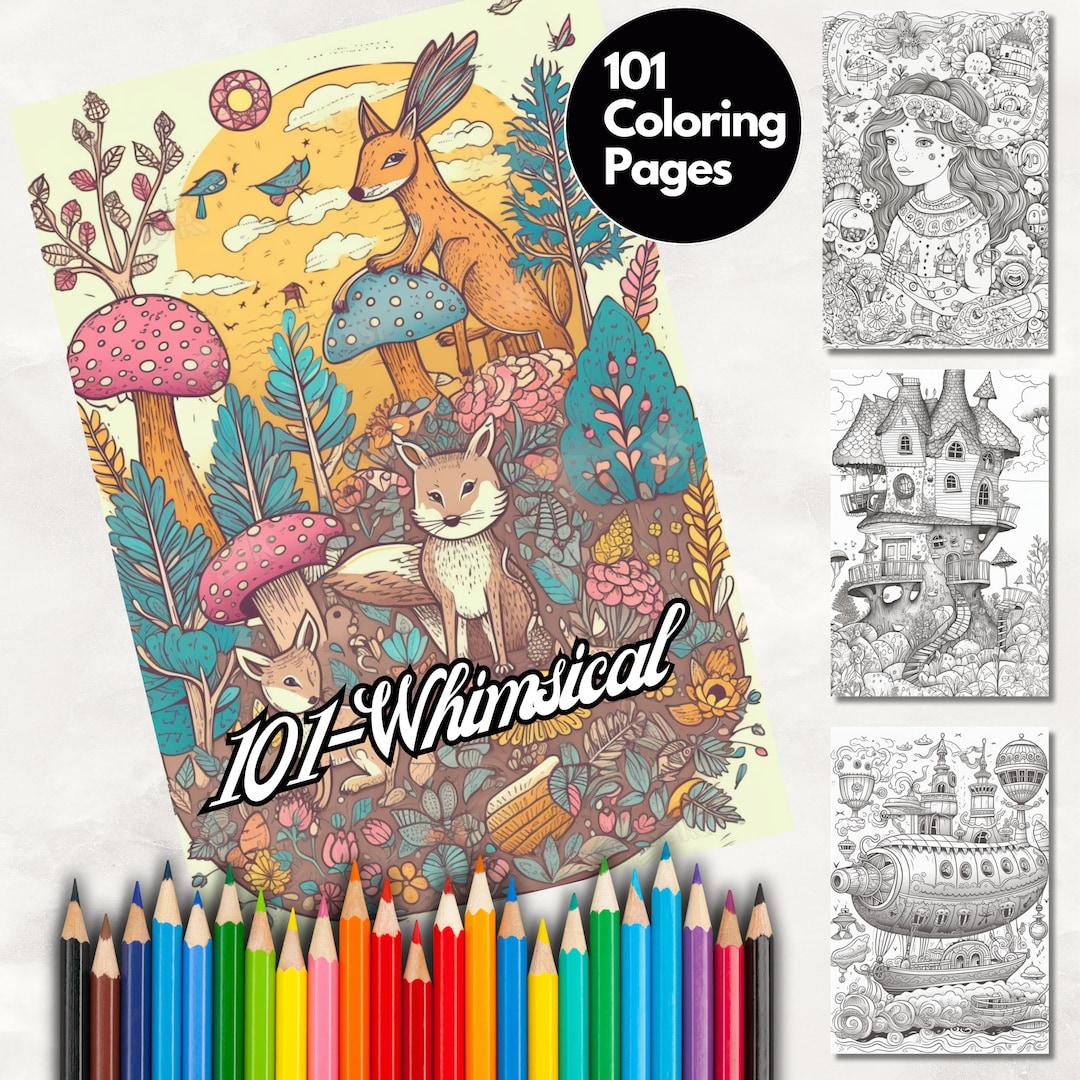 Whimsical Big Bundle Coloring Book, Printable Whimsical Coloring Pages ...