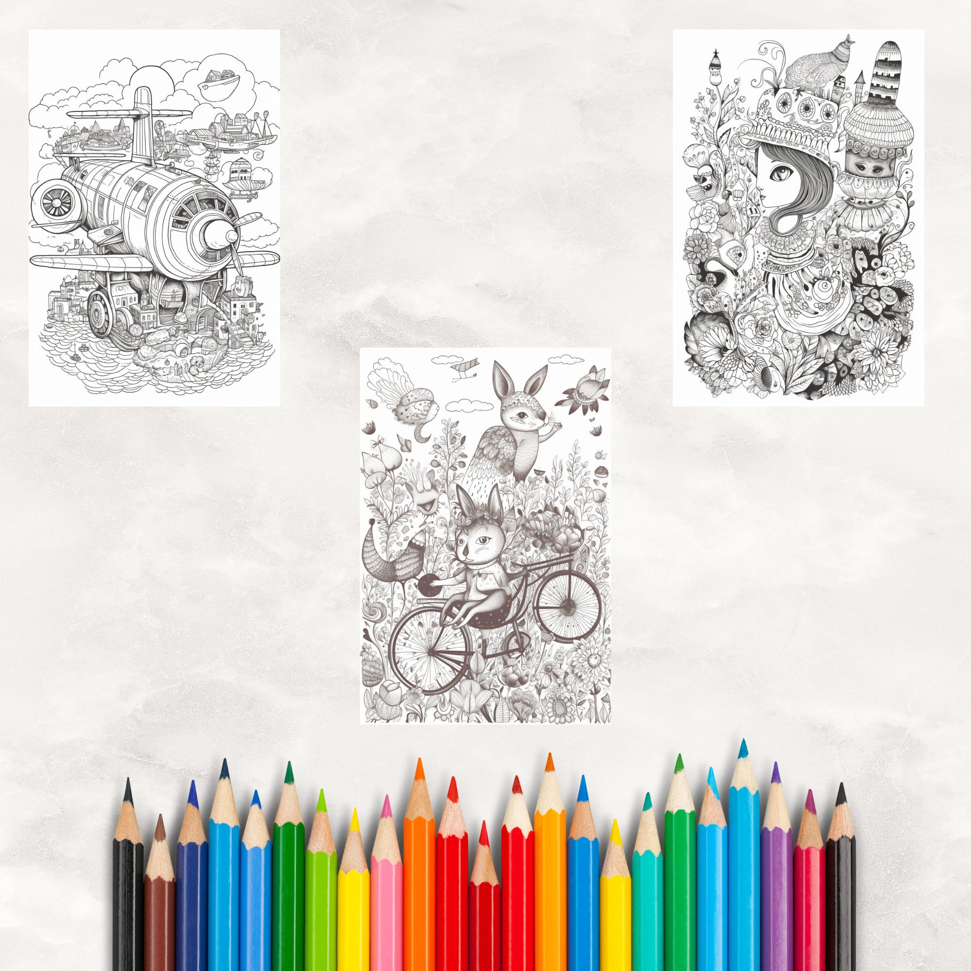 Whimsical Big Bundle Coloring Book Printable Whimsical - Etsy