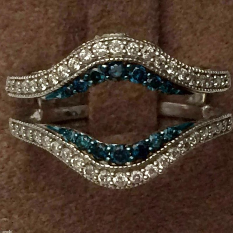 Blue Diamond Guard Ring - Etsy