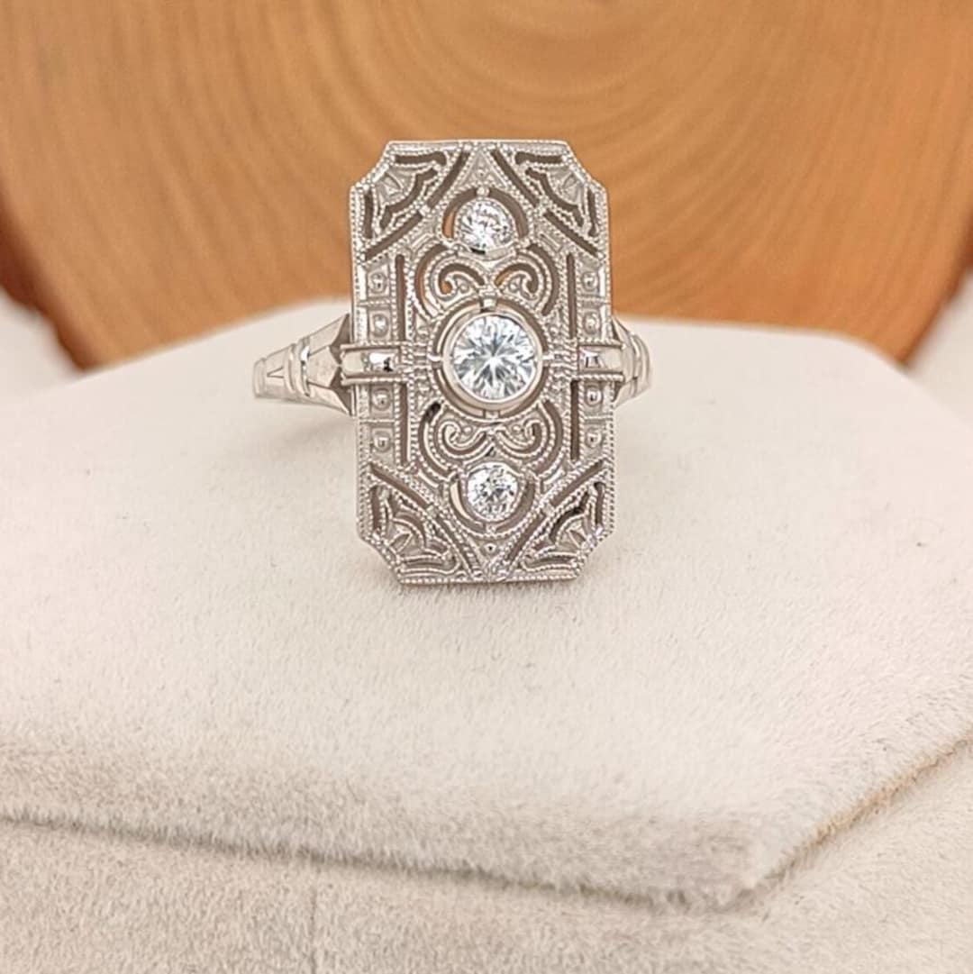 1890s Era Art Deco Vintage 2.2ct Diamond Antique Engagement Ring in 935 ...