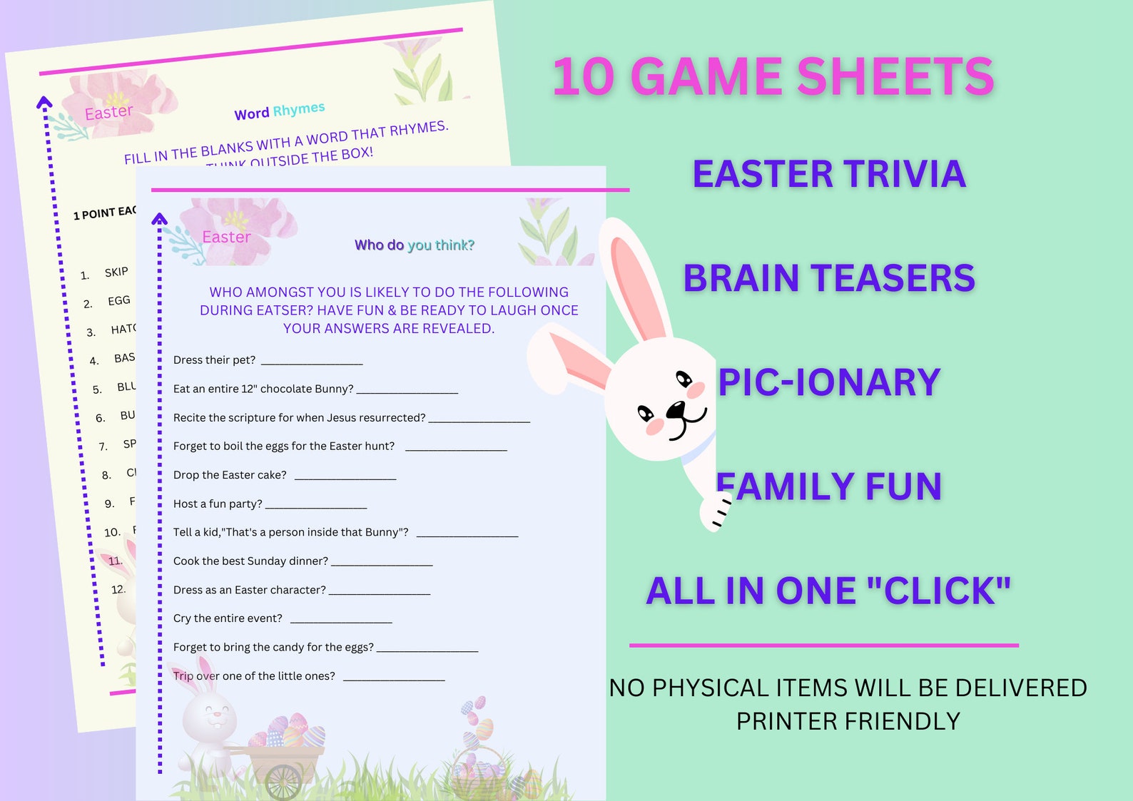 Easter Games Bundle, Printable Easter Party Games, Easter Games for ...