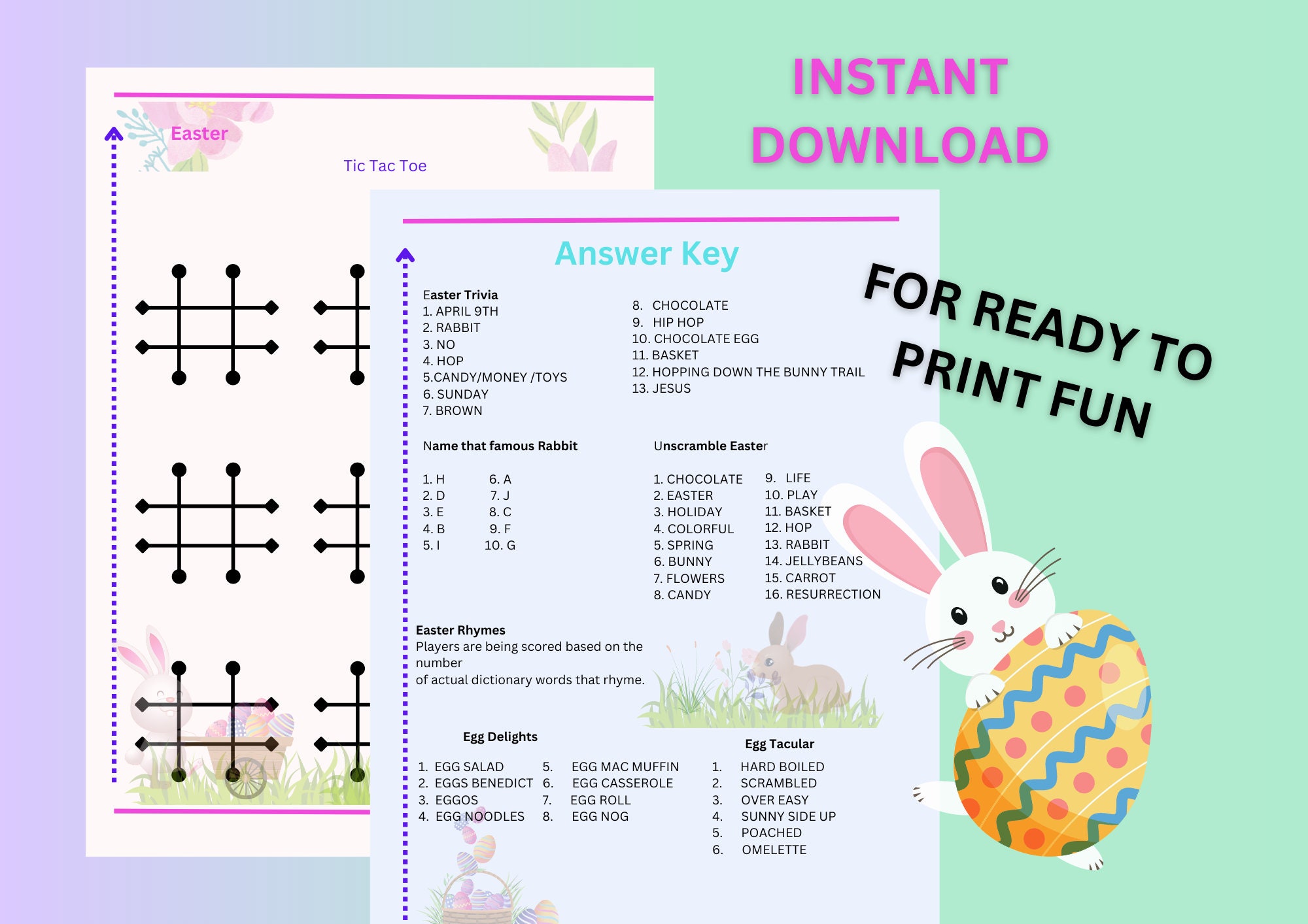 Easter Games Bundle, Printable Easter Party Games, Easter Games for ...