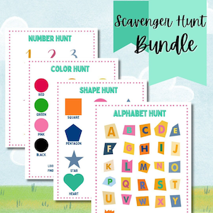 Kids Scavenger Hunt Bundle | Color, Shape, Alphabet, and Numbers ...