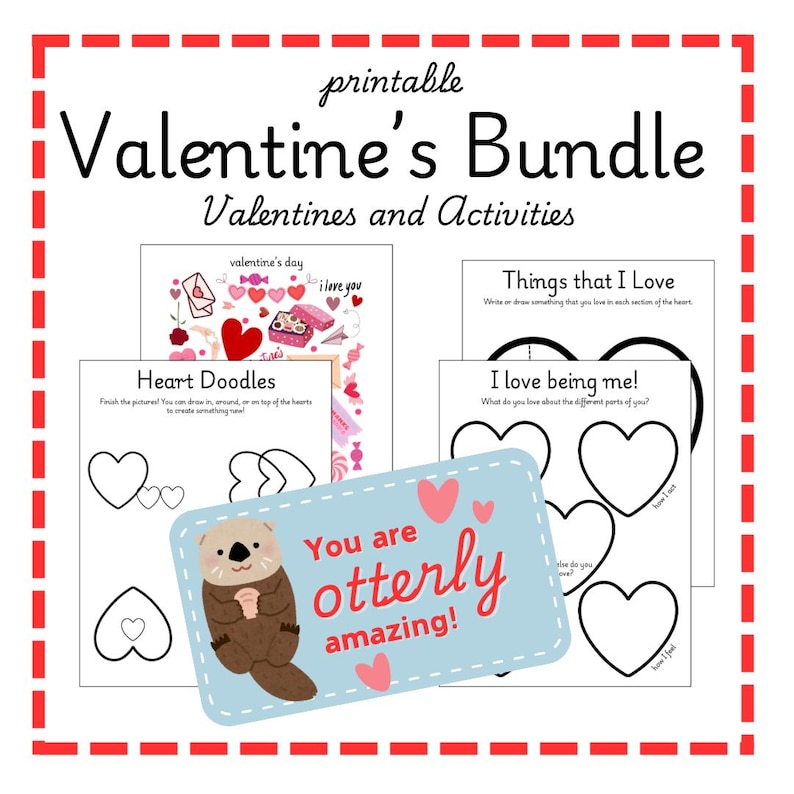 Printable Valentine's Day Activity Bundle, Digital Download Valentines ...