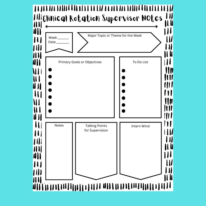 Child Life Internship Supervisor Note Sheet / Clinical Rotation ...