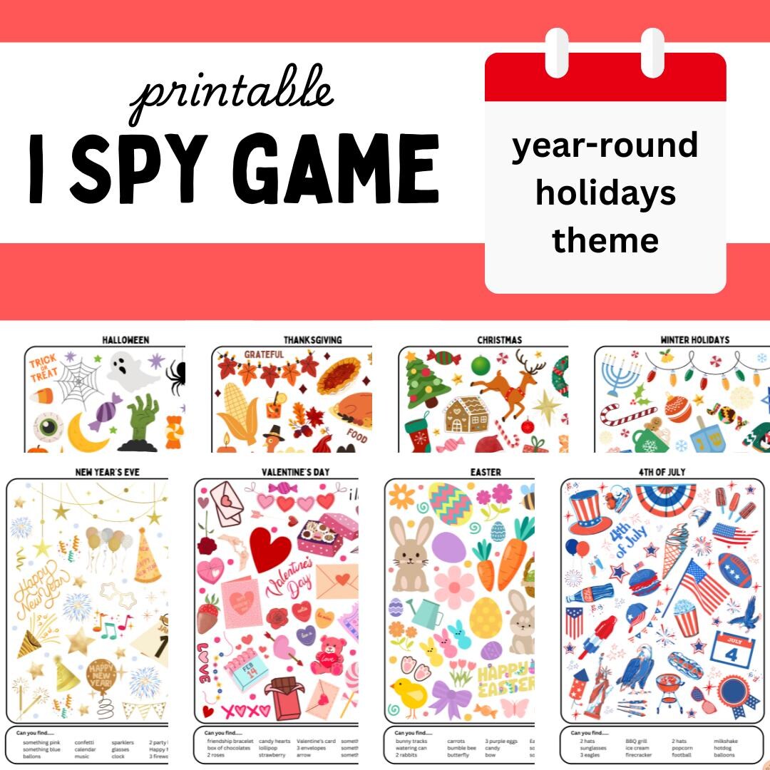 Printable Holiday Look-and-find Ispy Games for Kids, Valentine's Day ...