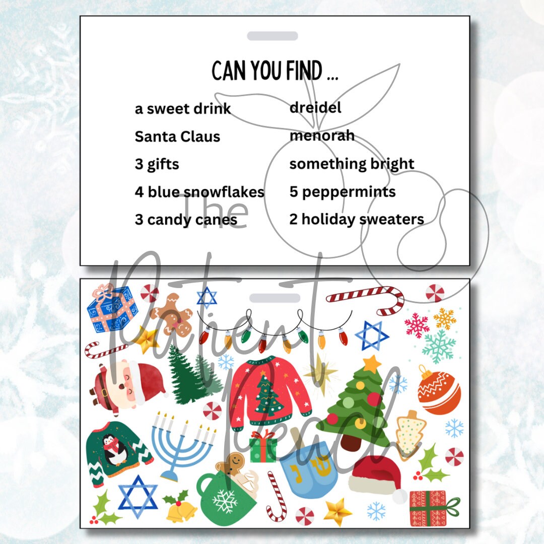 Holiday-themed Ispy Game for Work Badge / Child Life Specialist Coping ...